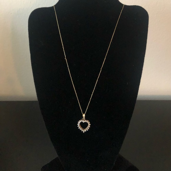 Jewelry | Diamond Heart Necklace 14k Gold 21 Inch Chain | Poshmark